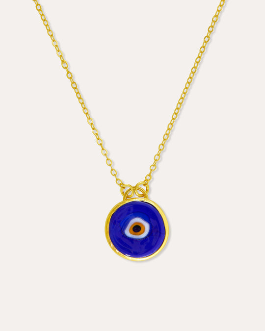 Azra Evil Eye Navy Pendant Necklace - Gold | Jewellery by Ottoman Hands