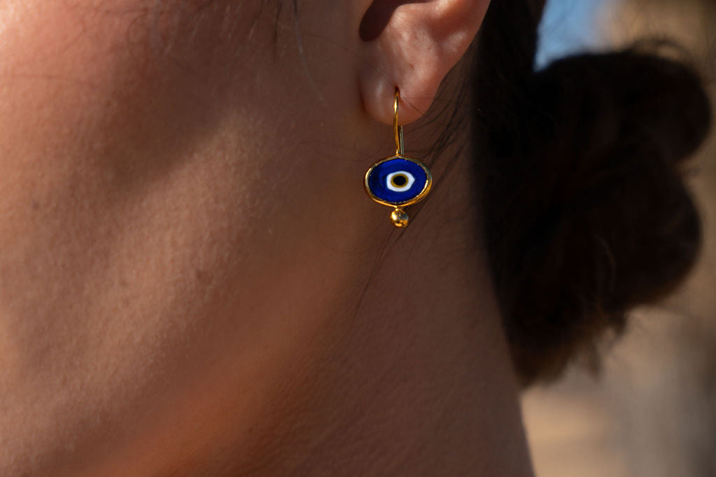 Alara Navy Evil Eye Drop Earrings | Sustainable Jewellery by Ottoman Hands