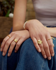 Moon Face Gold Ring | Ottoman Hands Jewellery