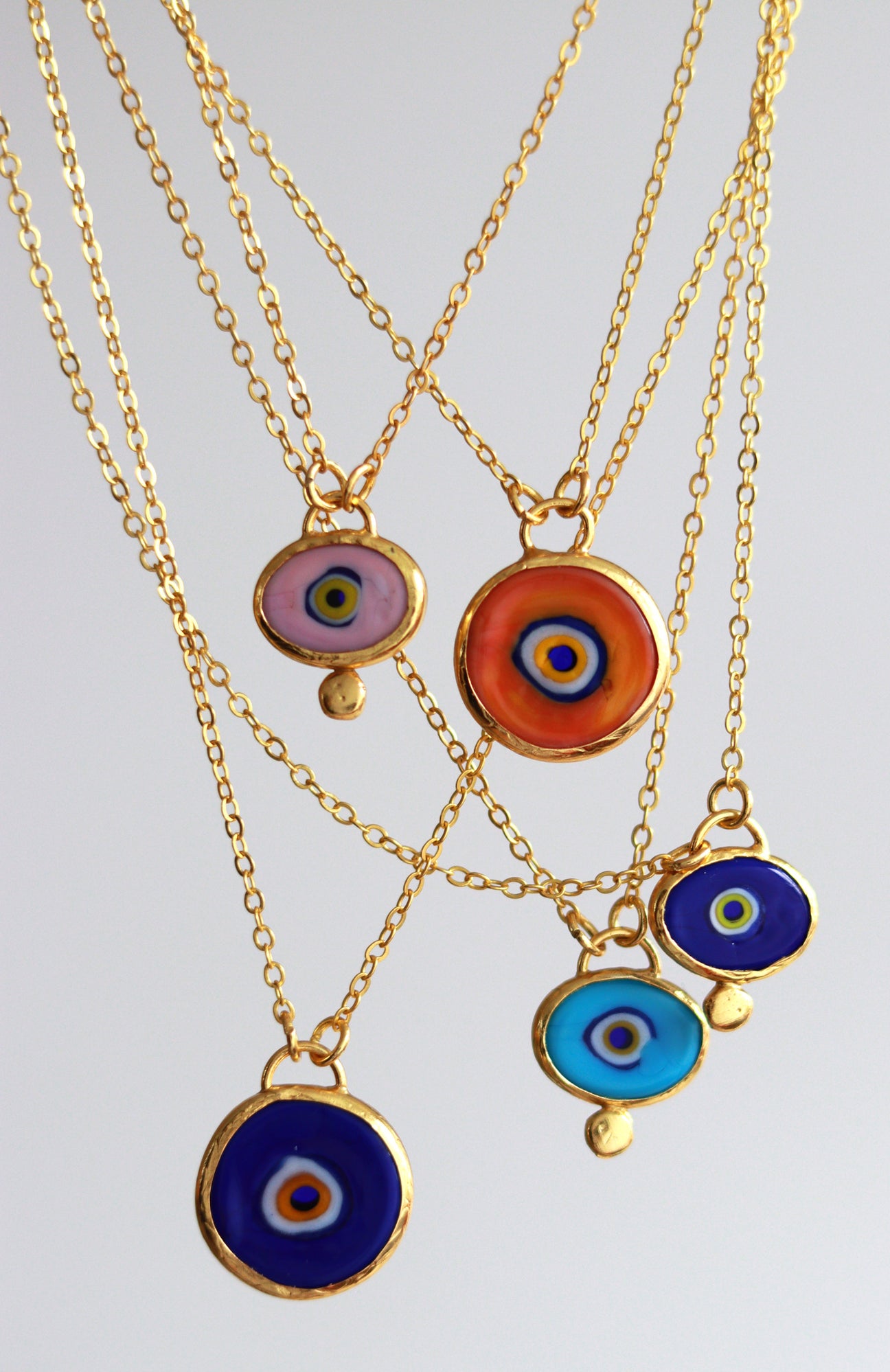 Alara Navy Evil Eye Drop Earrings - Gold | Ottoman Hands Jewellery