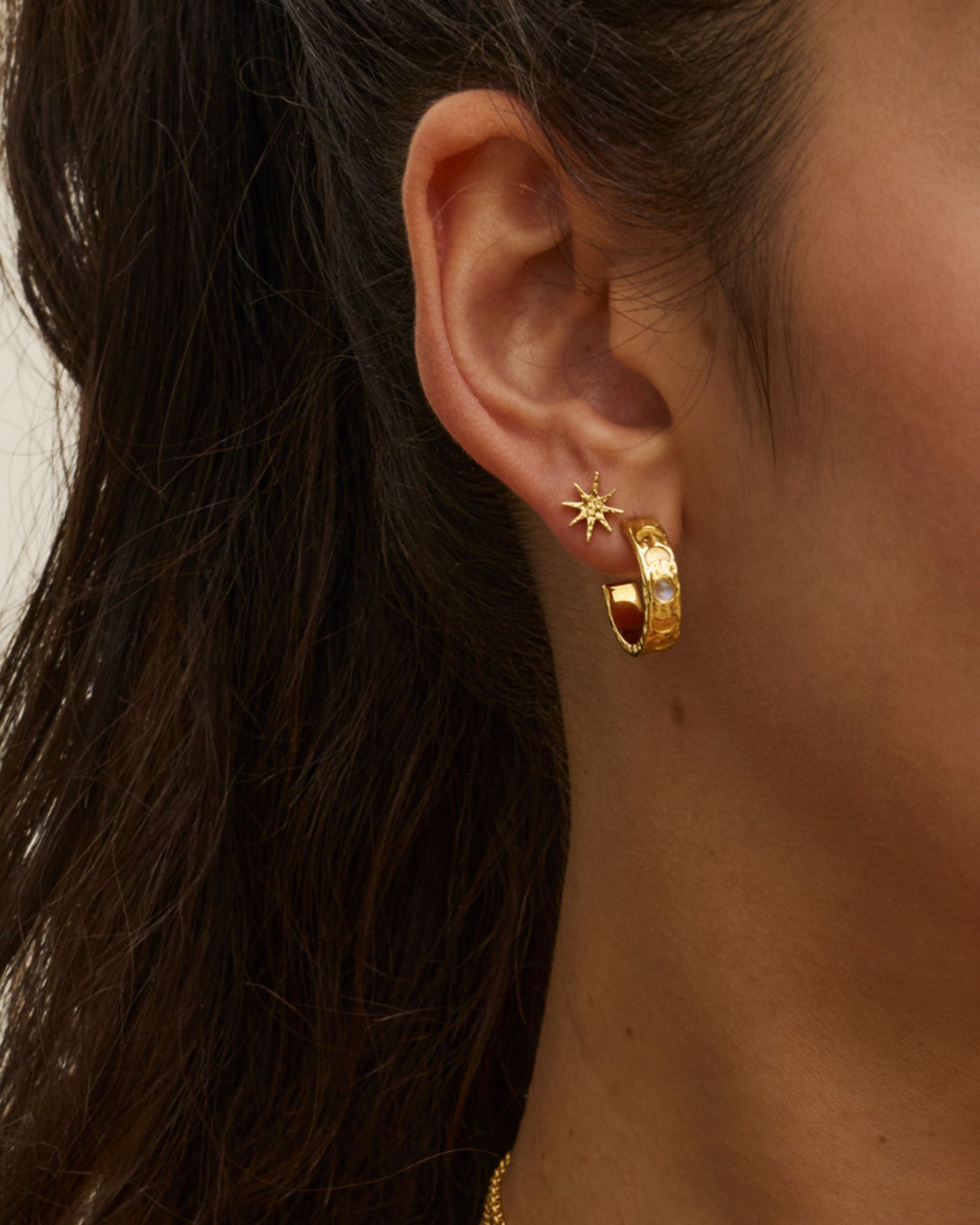 Moonstone Hoop Earrings - Gold | Ottoman Hands