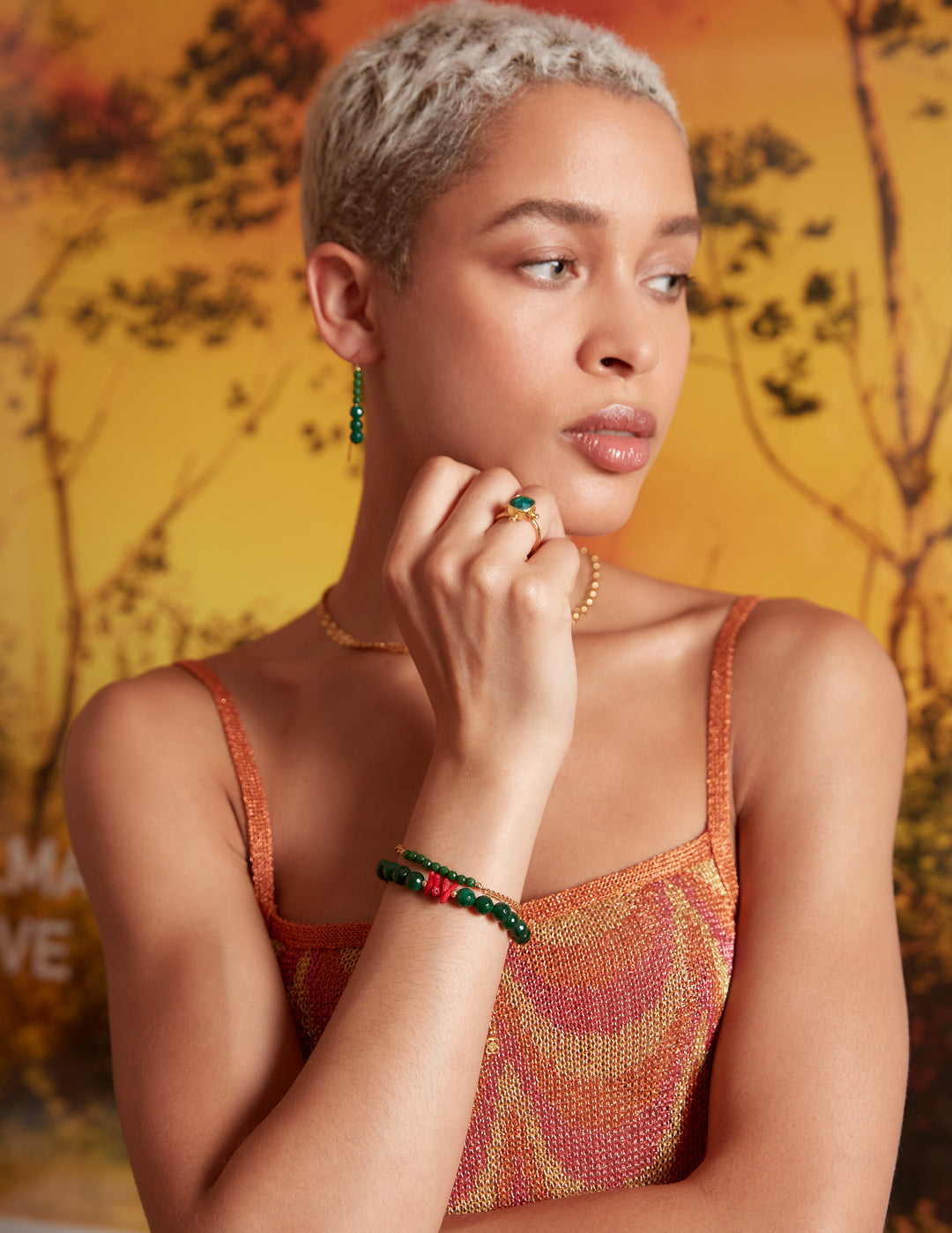 Margot Green Jade Chain Bracelet - Gold | Ottoman Hands Jewellery